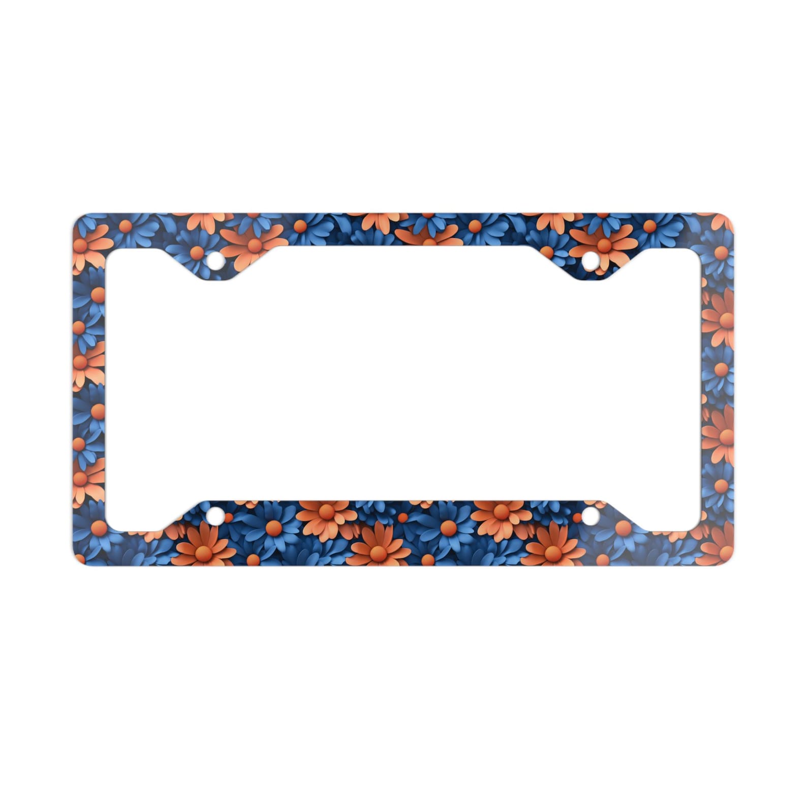 Blue and Orange Floral License Plate Frame Metal License Plate Frame - Etsy