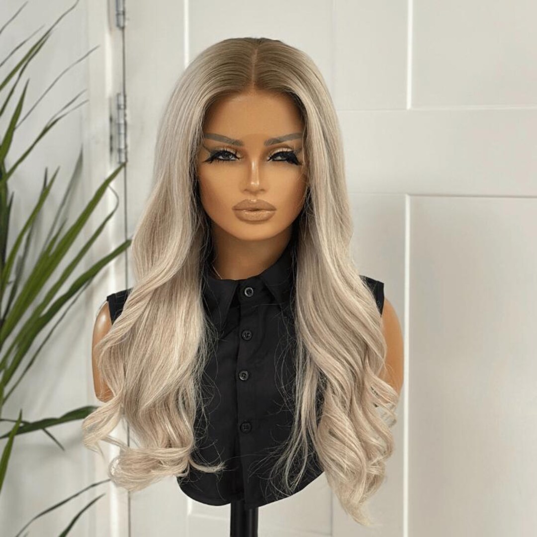 18 Inches Rooted Platinum Blonde Human Hair Lace Front Wig -NYSSA - Etsy
