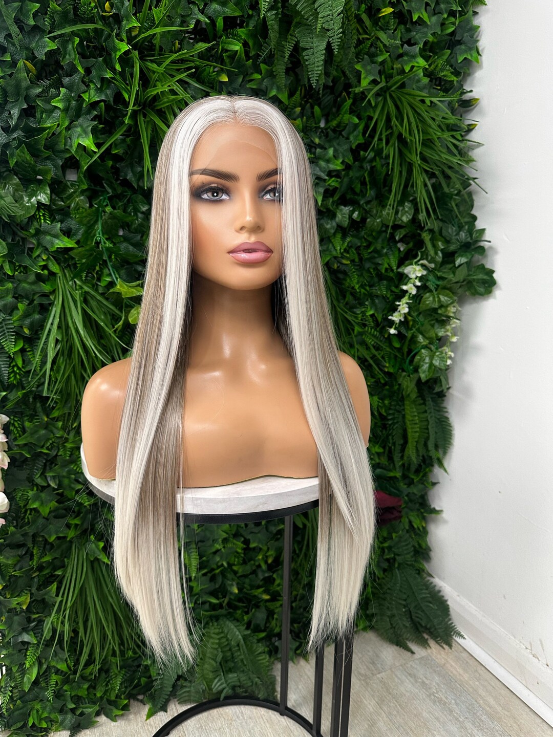 MISTY: Long Straight Premium Heat Safe Synthetic Ash Brown Blonde ...