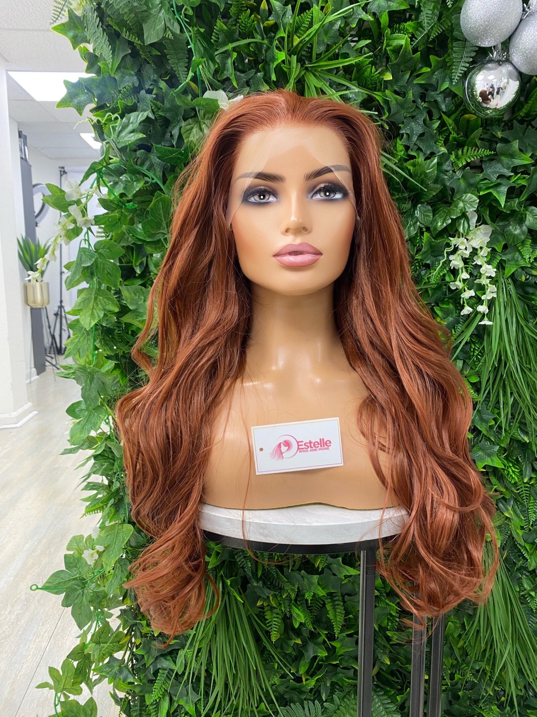 HERA- Luxury Fibre Copper Red Long Straight/wavy 13 by 6 Lace Frontal ...
