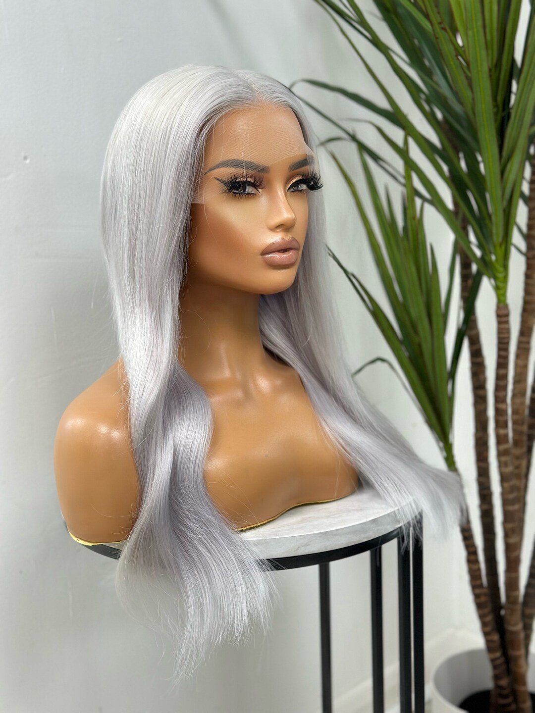Ready to Ship Platinum Blonde/ White /silver Long 16 100% Human Hair HD ...