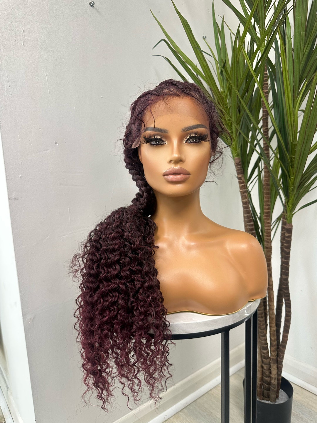 EDEN realistic Long Dark Red Cornrows Braid / Cornrow /braided Goddess ...