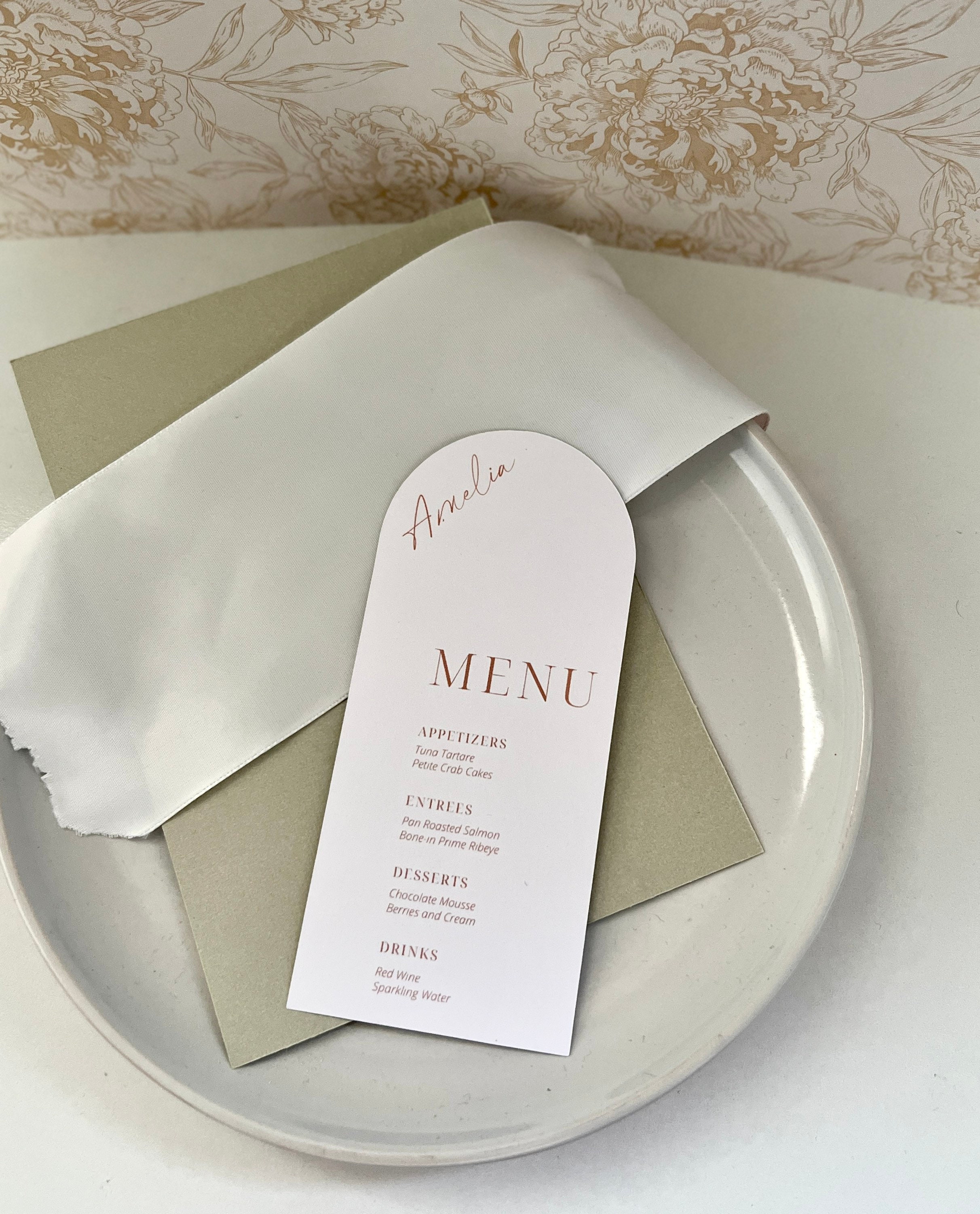Thin Arch Place Card / Menu Design - Etsy Australia
