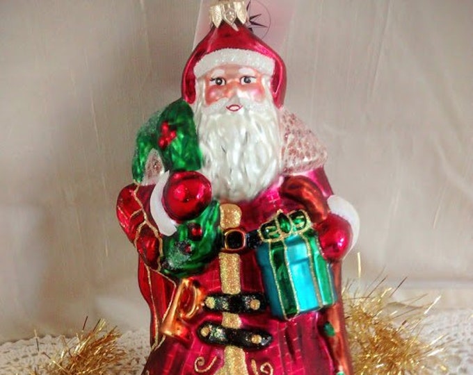 Christopher Radko / Vintage RUBY SANTA / LARGE Hand Painted Glass ...