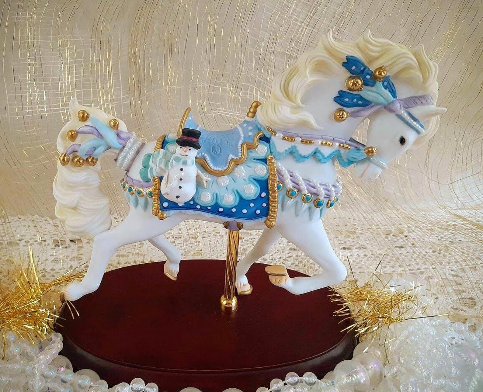 Vintage Lenox Christmas Carousel Horse Figurine: Handpainted Bisque ...