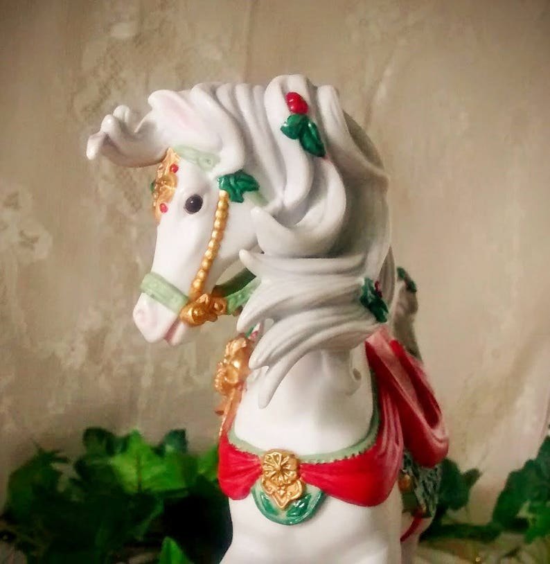 Vintage Lenox Christmas Carousel Horse: 1994 Bisque Porcelain Figurine ...