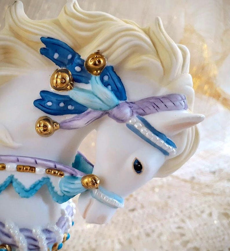 Vintage Lenox Christmas Carousel Horse Figurine: Handpainted Bisque ...