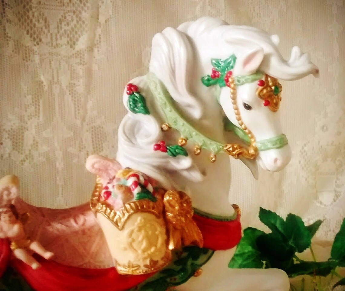 Vintage Lenox Christmas Carousel Horse: 1994 Bisque Porcelain Figurine ...