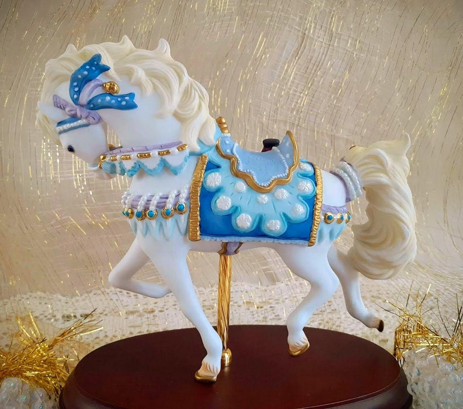 Vintage Lenox Christmas Carousel Horse Figurine: Handpainted Bisque ...
