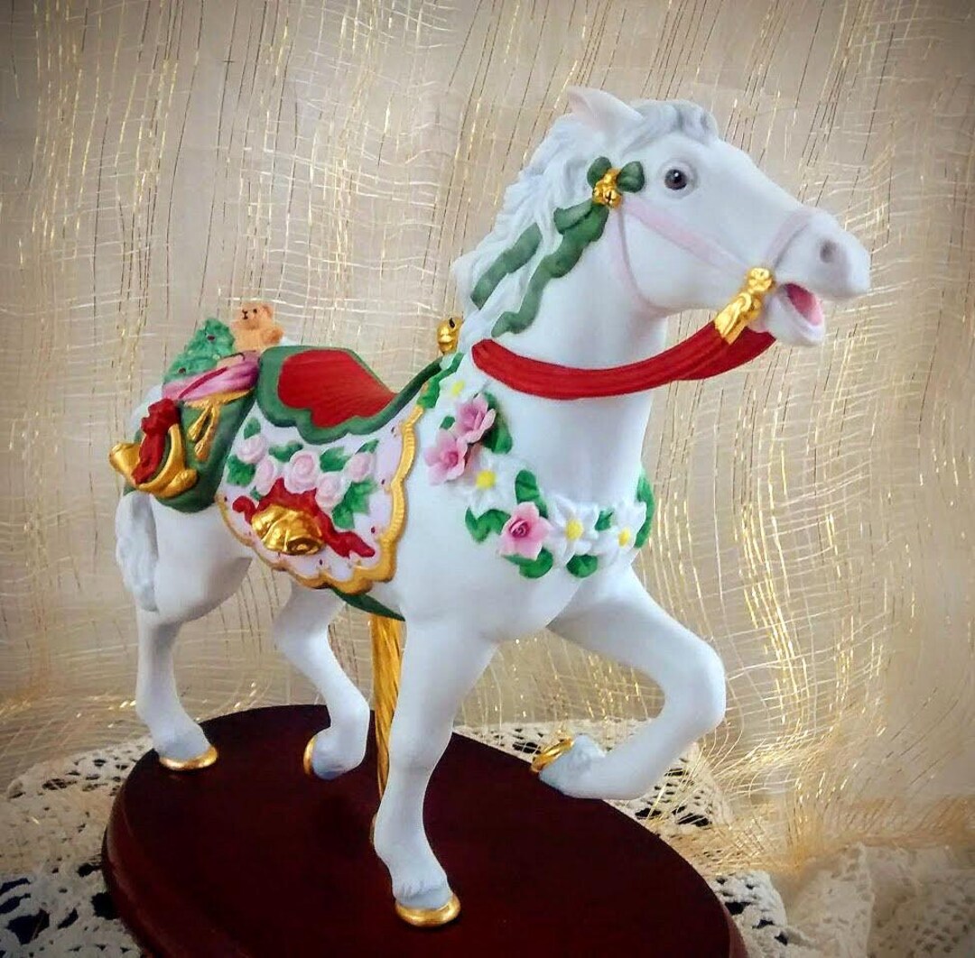 Vintage LENOX Christmas Carousel Horse: 1993 Bisque Porcelain Figurine ...