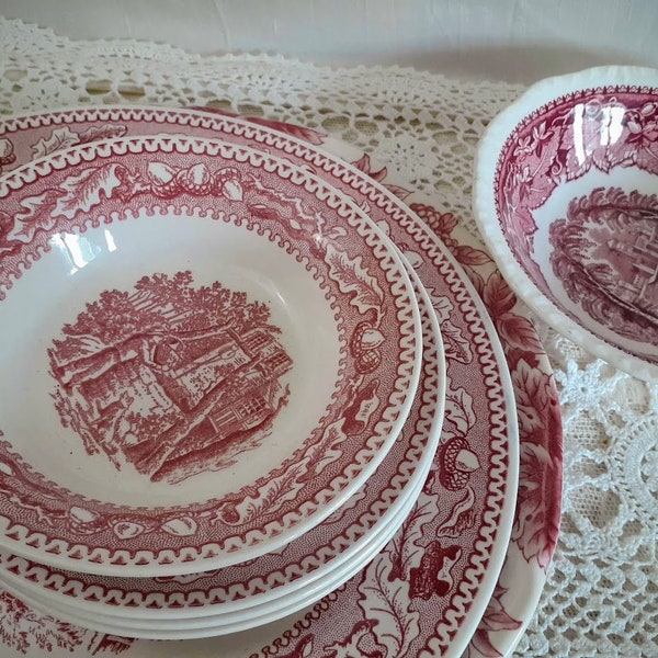 Red Transferware - Etsy
