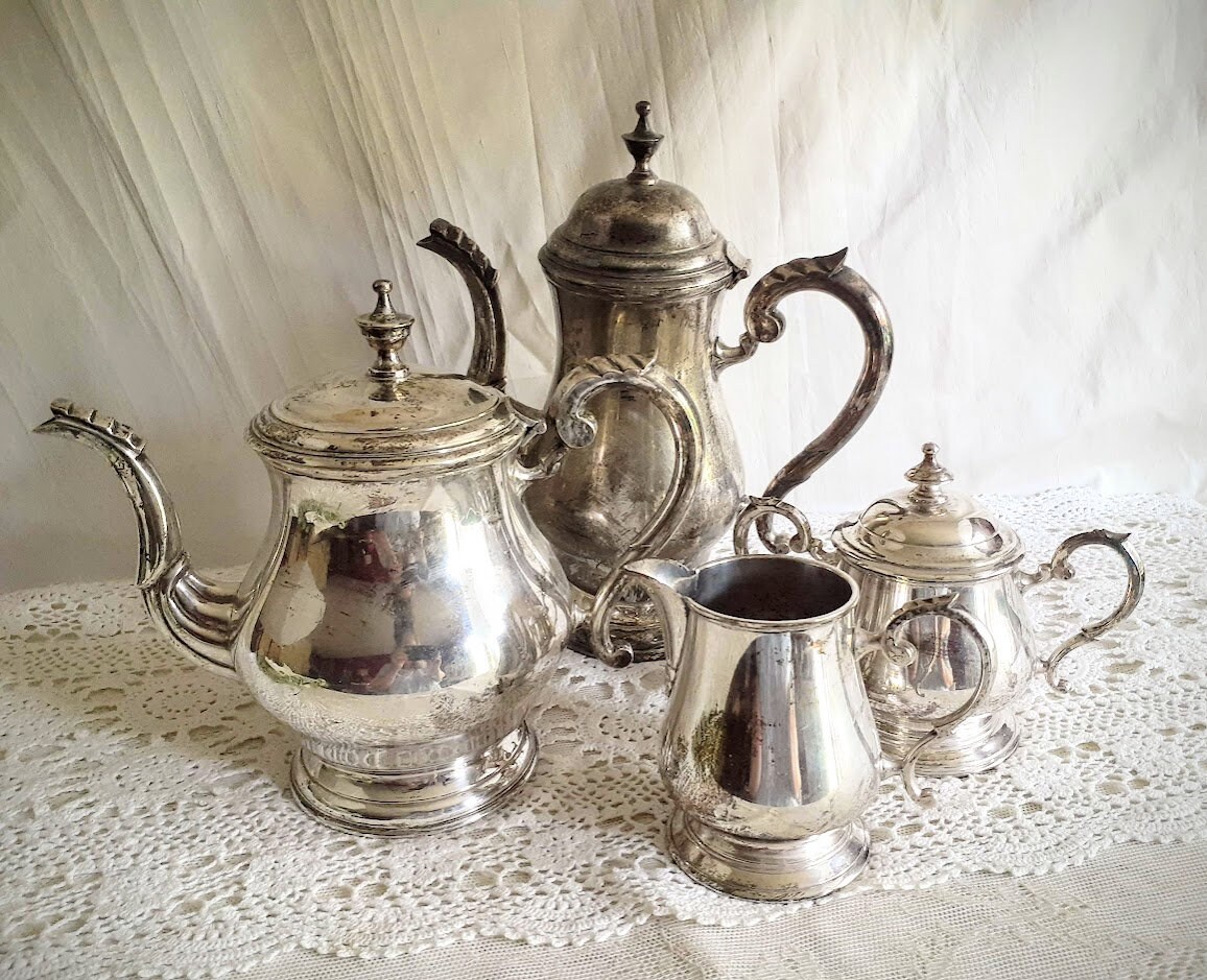 Silverplate Tea Service / Tea Pot Coffee Pot Sugar Creamer - Etsy