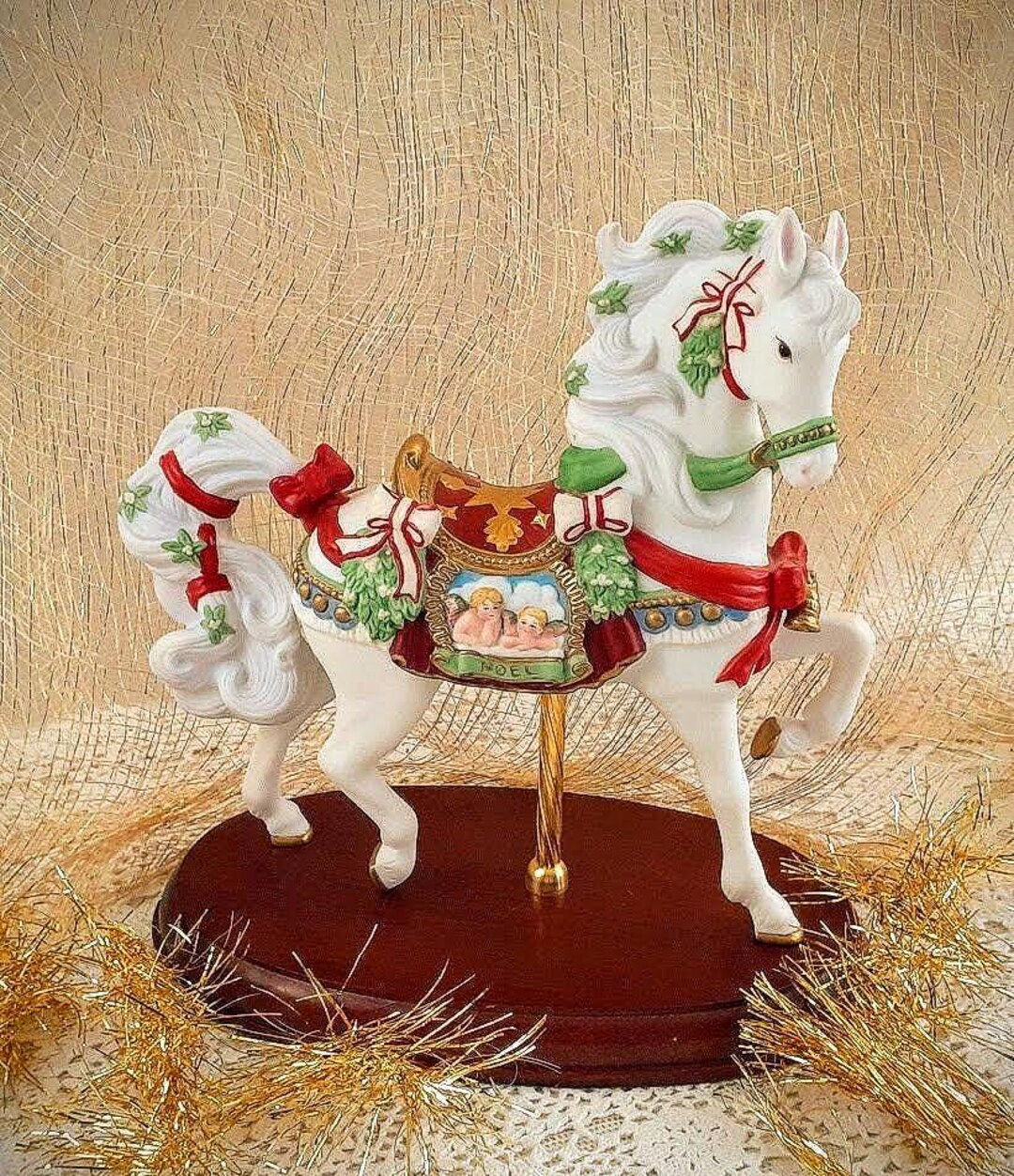 Vintage Lenox Christmas Carousel Horse : Handpainted Bisque Porcelain ...