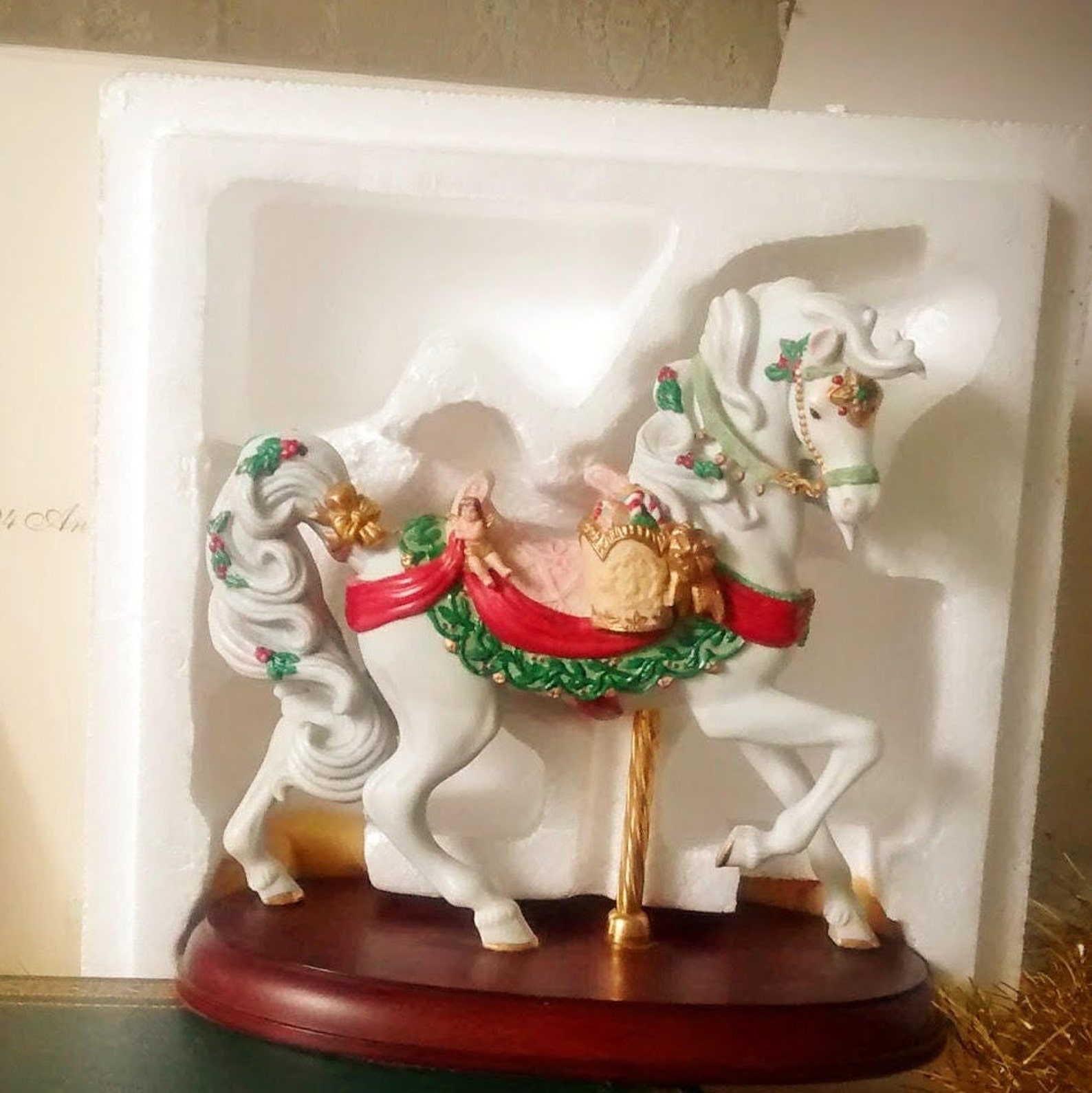 Vintage Lenox Christmas Carousel Horse: 1994 Bisque Porcelain Figurine ...