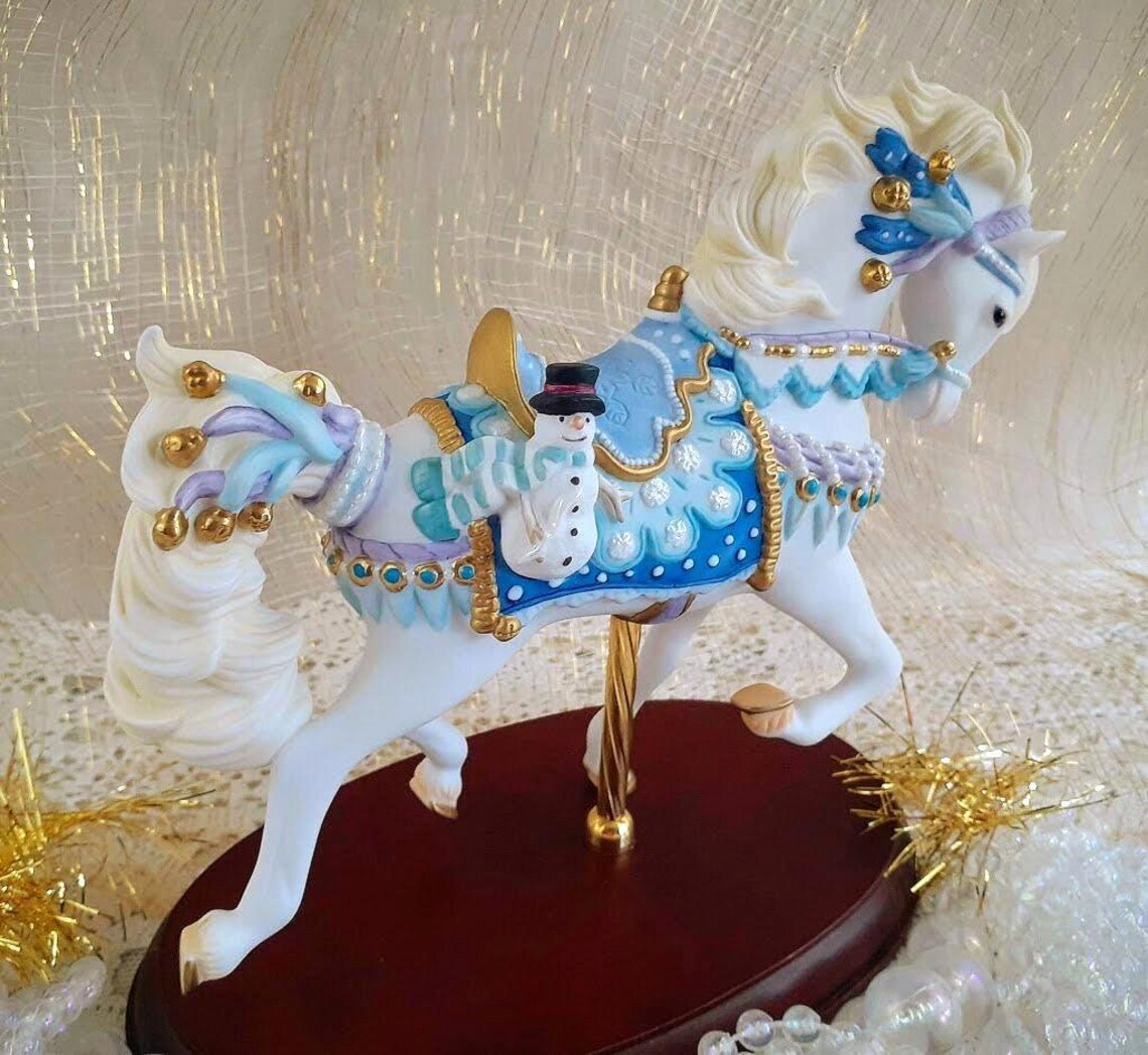 Vintage Lenox Christmas Carousel Horse Figurine: Handpainted Bisque ...