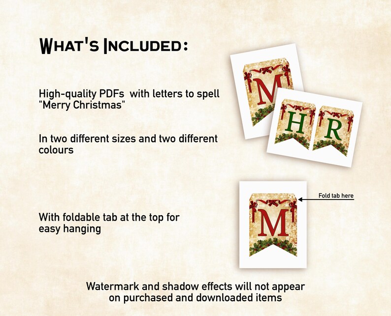 Merry Christmas Banner, Printable Holiday Bunting, Festive Party Decor ...