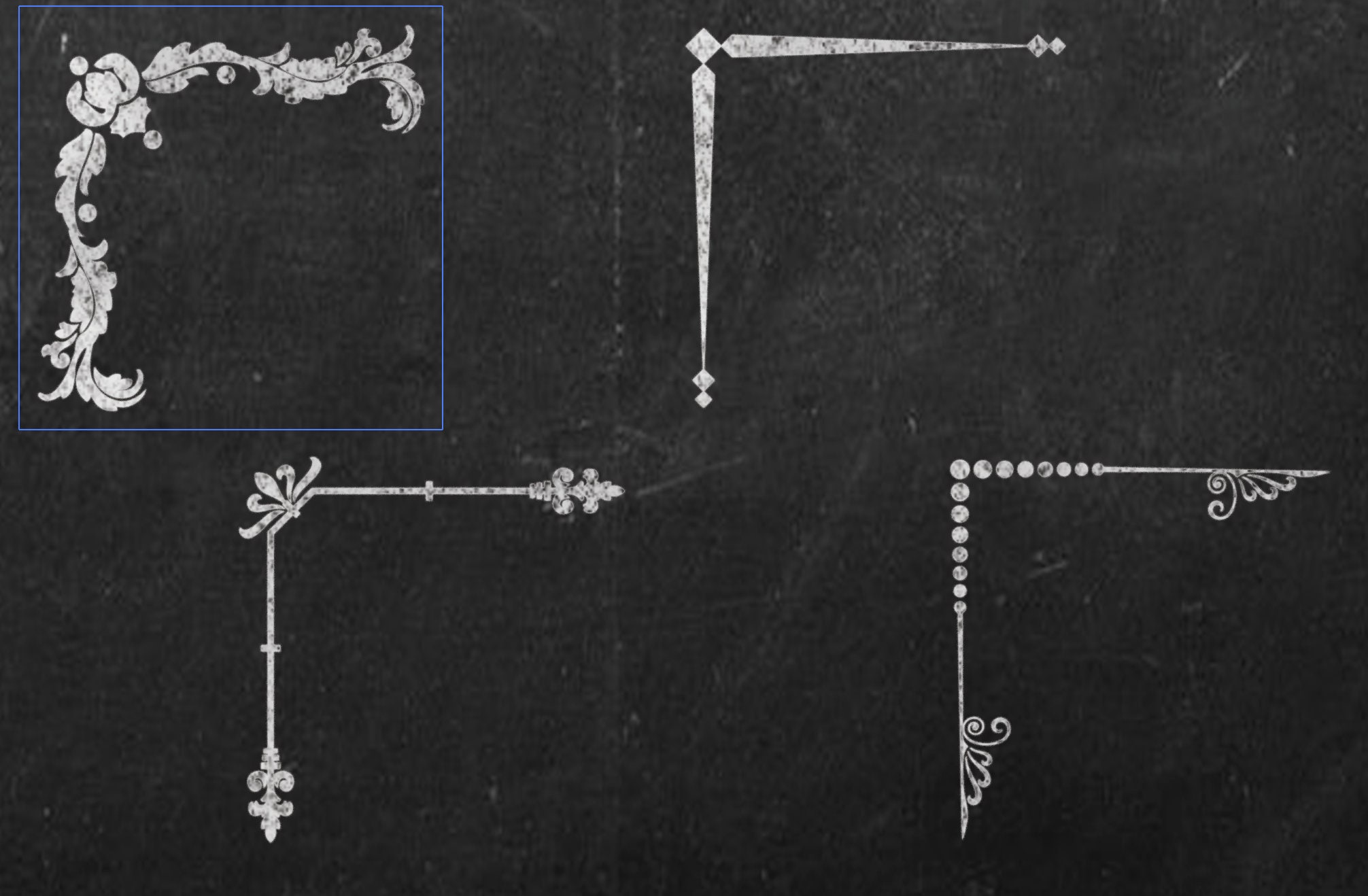 Chalkboard Decorative Corners Set, Vintage Clip Art, Chalk Frames, PNG ...