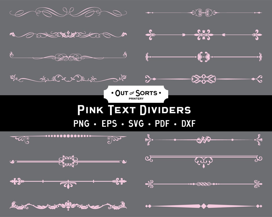 Light Pink Text Dividers, Pale Pink SVG Frames, Valentines Day Clipart ...