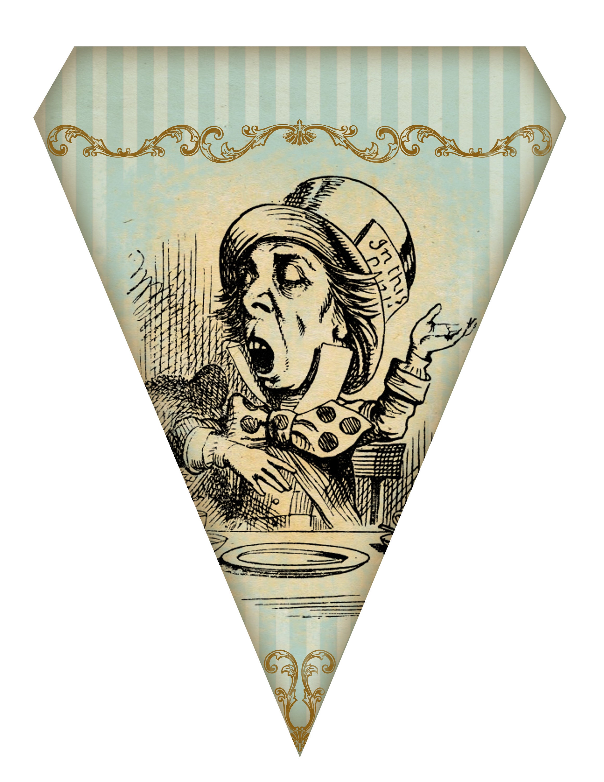 Blue Alice in Wonderland Banner, Printable Bunting, Tea Party ...