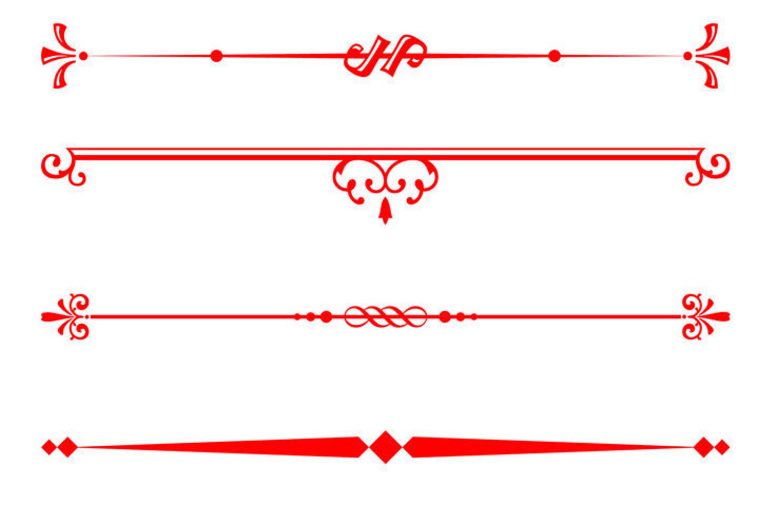 Red Text Dividers, Red Decorative Dividers, Red Ornament Clipart, Red ...