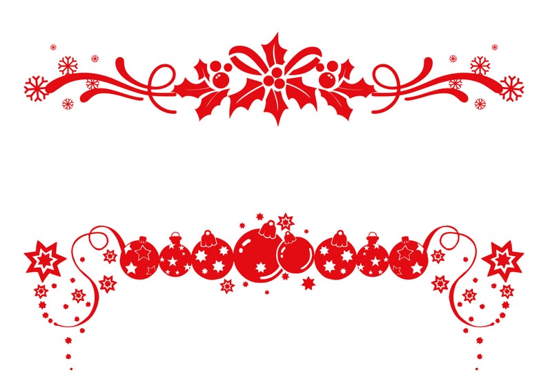 Red Christmas Page Dividers, Text Separators, Holiday Borders SVG ...