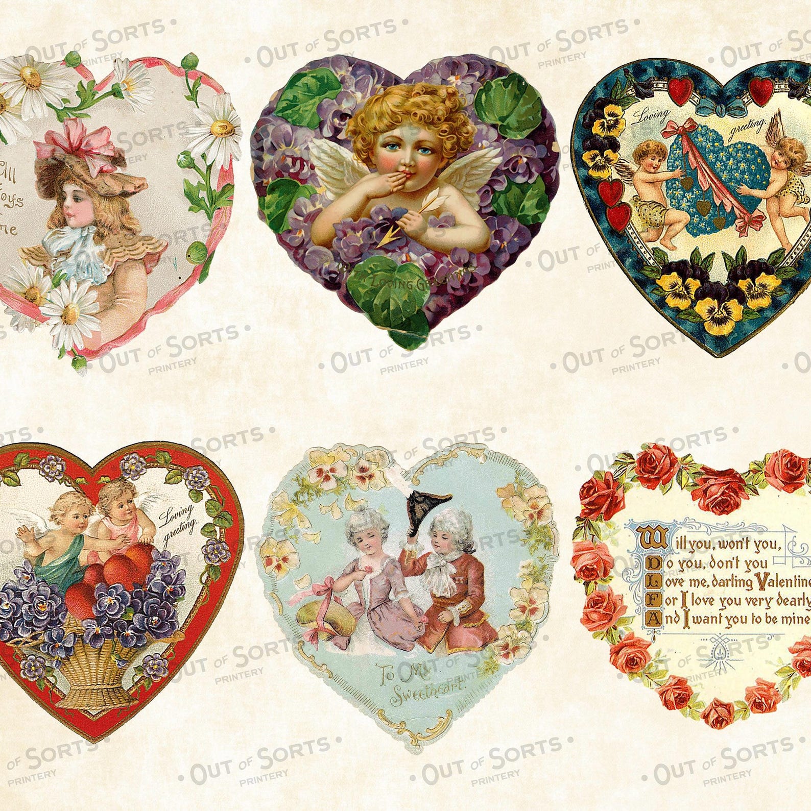 Victorian Valentine Hearts, Vintage Cards, Antique Love Clipart ...