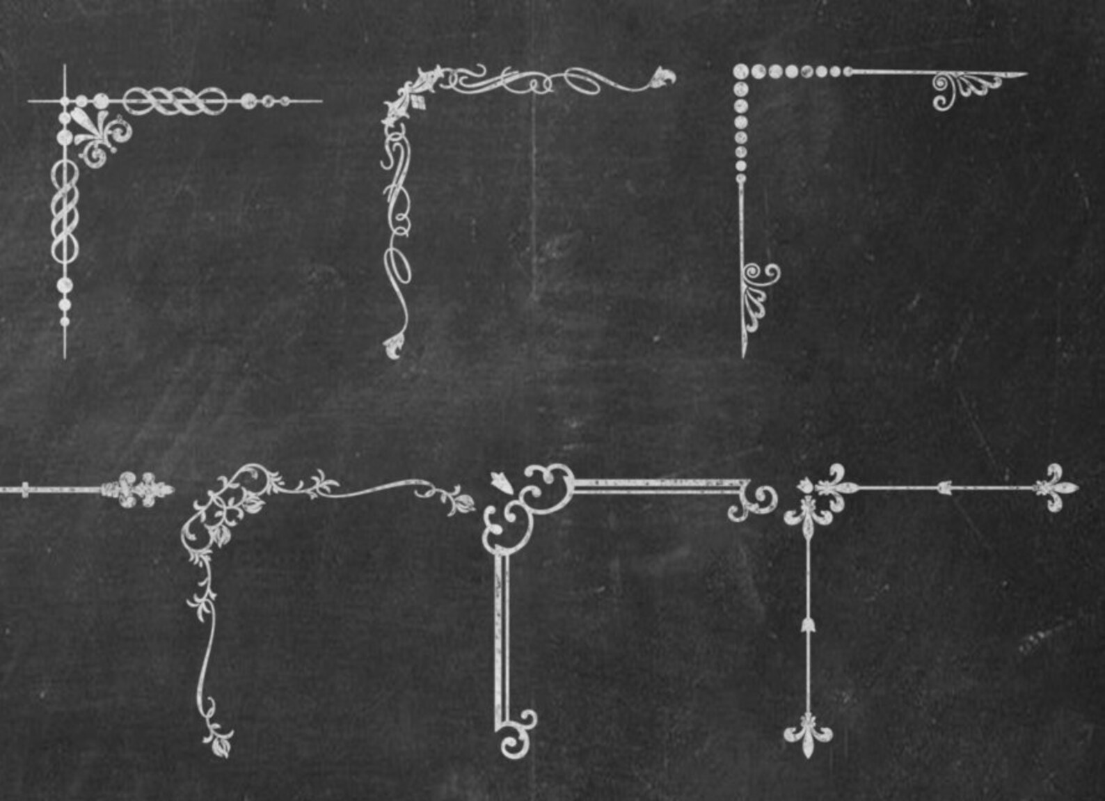 Chalkboard Decorative Corners Set Vintage Clip Art Instant | Etsy
