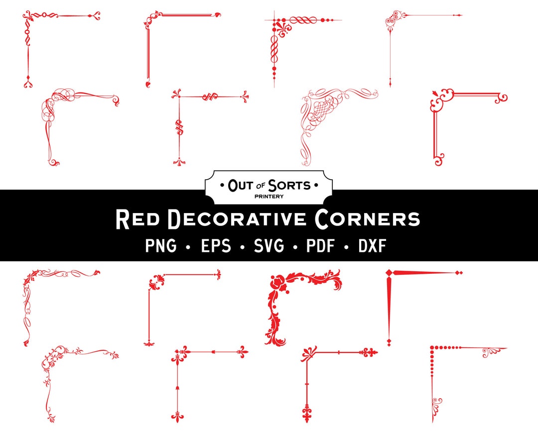 Red Decorative Corner Clipart, SVG Frames, Red Borders, Clipart ...