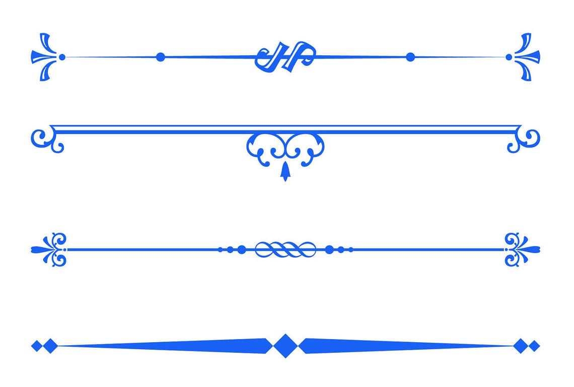 Royal Blue Text Dividers, Blue Decorative Ornaments, Blue Page Dividers ...
