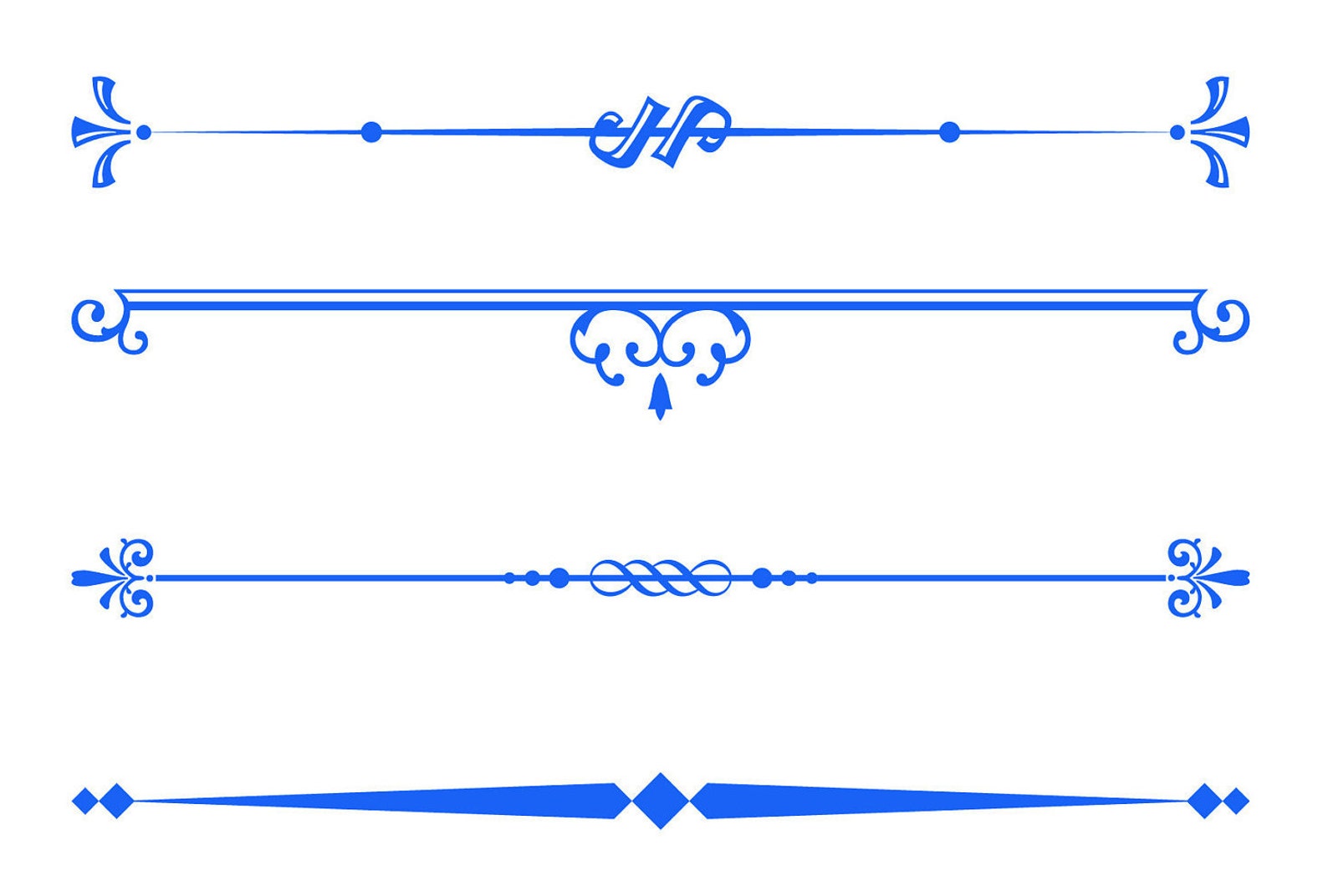 Royal Blue Text Dividers, Blue Decorative Ornaments, Blue Page Dividers ...