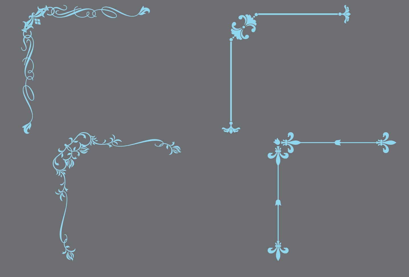 Light Blue Corners, Pale Blue Decorative Elements, SVG Frames, Corner ...