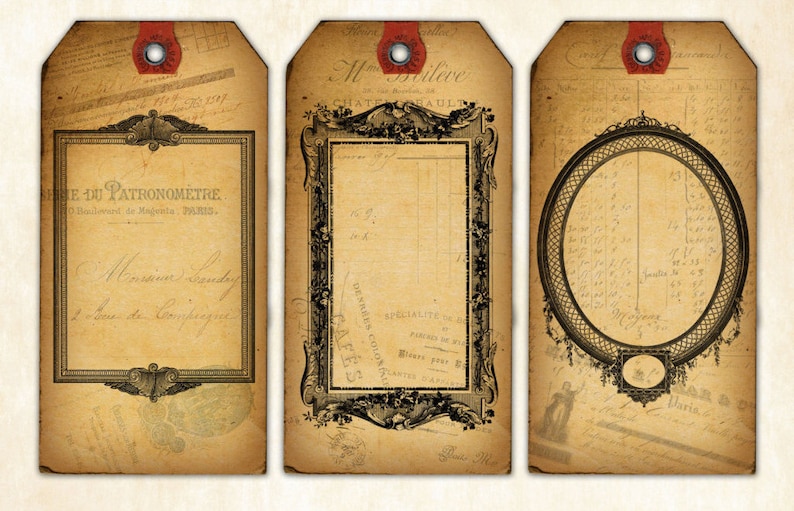 Decorative Vintage Tags Printable Tags Clip Art Antique Old | Etsy