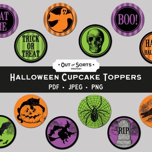 Halloween Cupcake Toppers, Printable Halloween Party Decor, Halloween ...