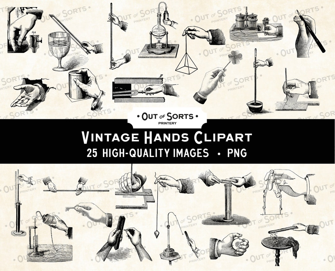 Vintage Hands Clipart, Antique Steampunk PNG, Victorian Ephemera ...