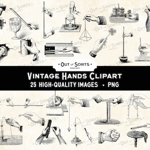 Vintage Hands Clipart, Antique Steampunk PNG, Victorian Ephemera ...