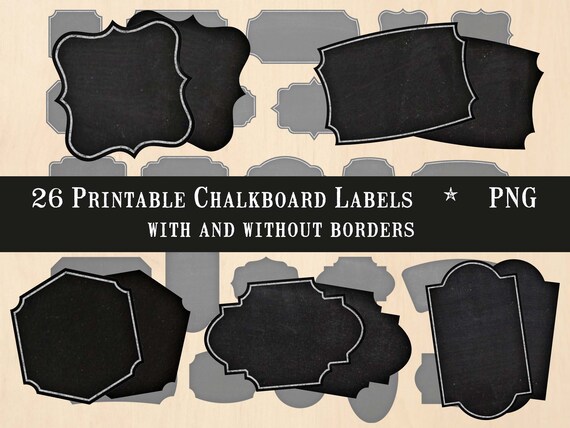 Printable Chalkboard Labels PNG Chalk Frames Chalkboard | Etsy
