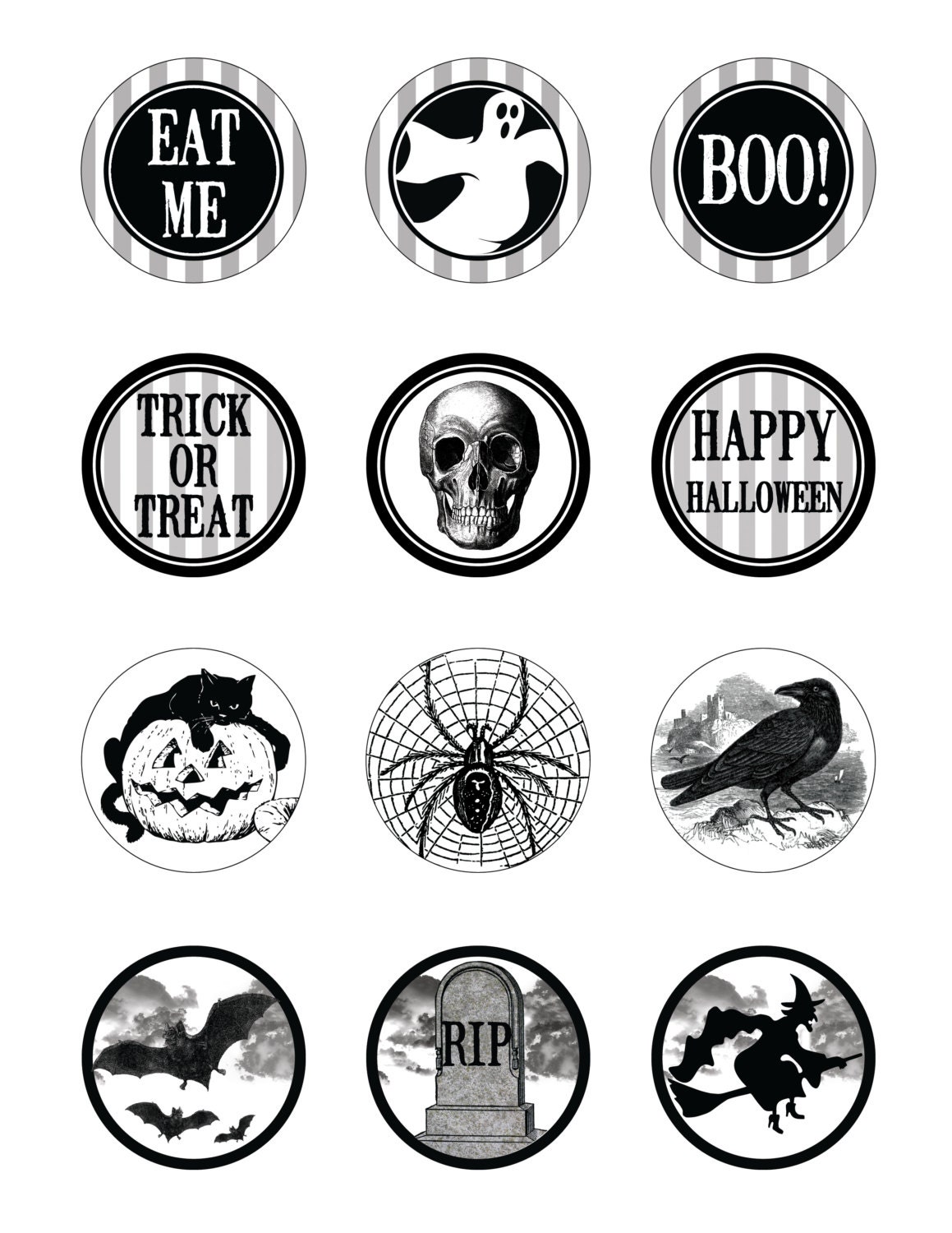 Halloween Cupcake Toppers, Printable Halloween Party Decoration ...