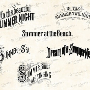 Vintage Summer Words, Phrases Clipart, Summertime Title PNG, Antique ...