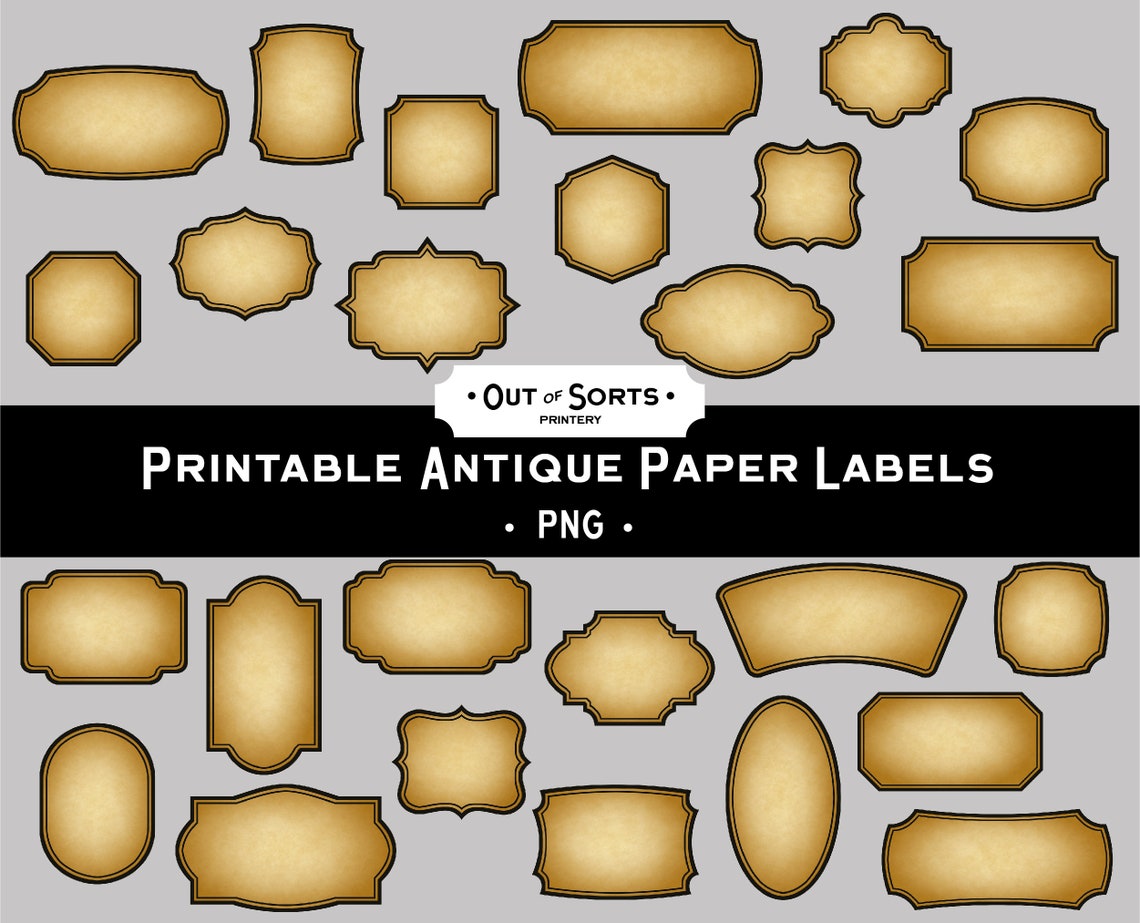 Antique Paper Labels, Vintage Frames, Old Parchment Stickers, Digital ...