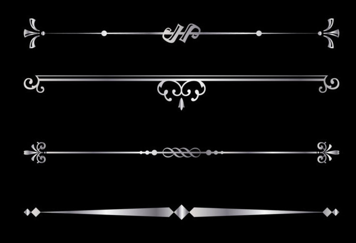 Silver Text Dividers, Decorative Frames, Border Clipart, Ornamental ...