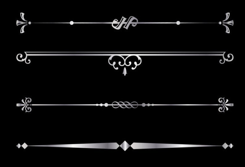 Silver Text Dividers, Decorative Frames, Silver Border Clipart, SVG ...