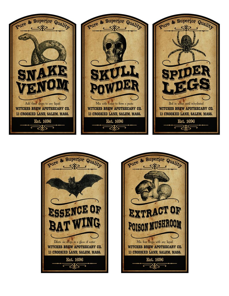 Halloween Apothecary Labels, Printable Potions, Spooky Party Decor ...
