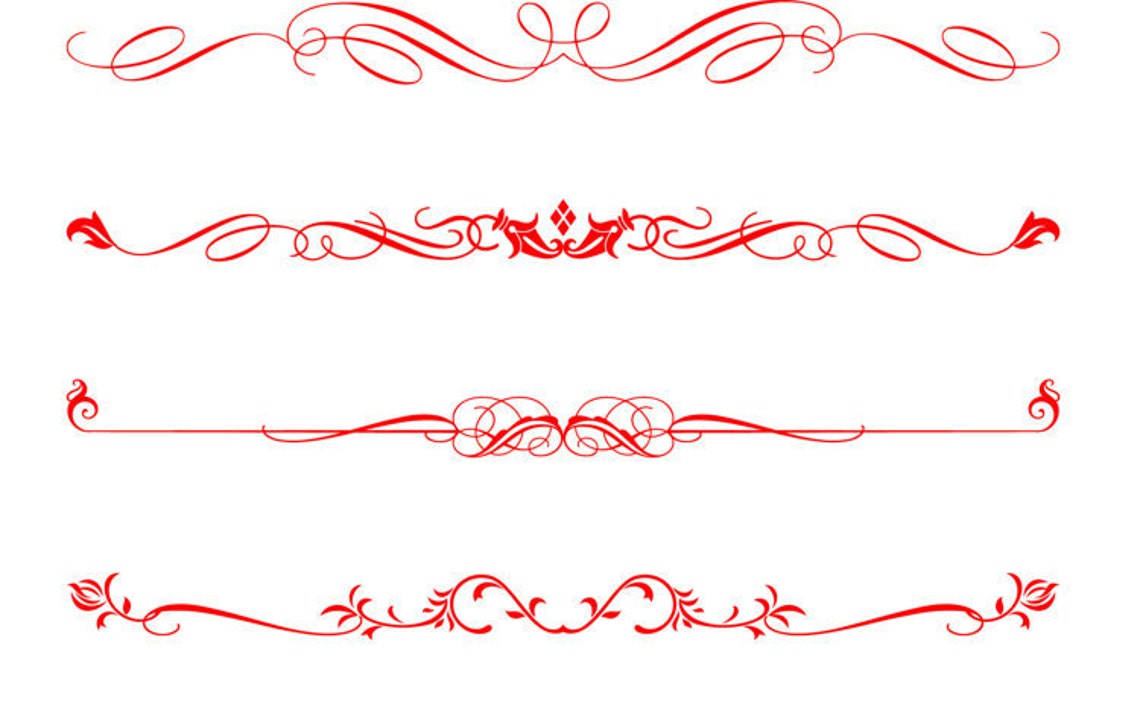 Red Text Dividers, Red Decorative Dividers, Red Ornament Clipart, Red ...