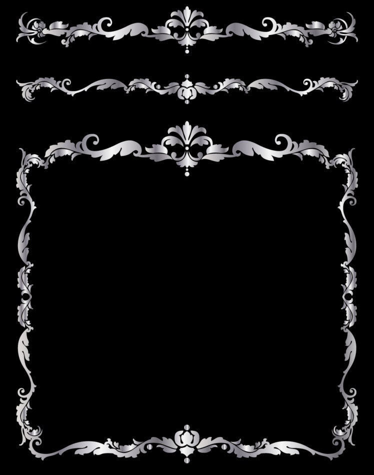 Silver Flourishes and Frames, Damask Elements, Ornaments SVG, Clipart ...