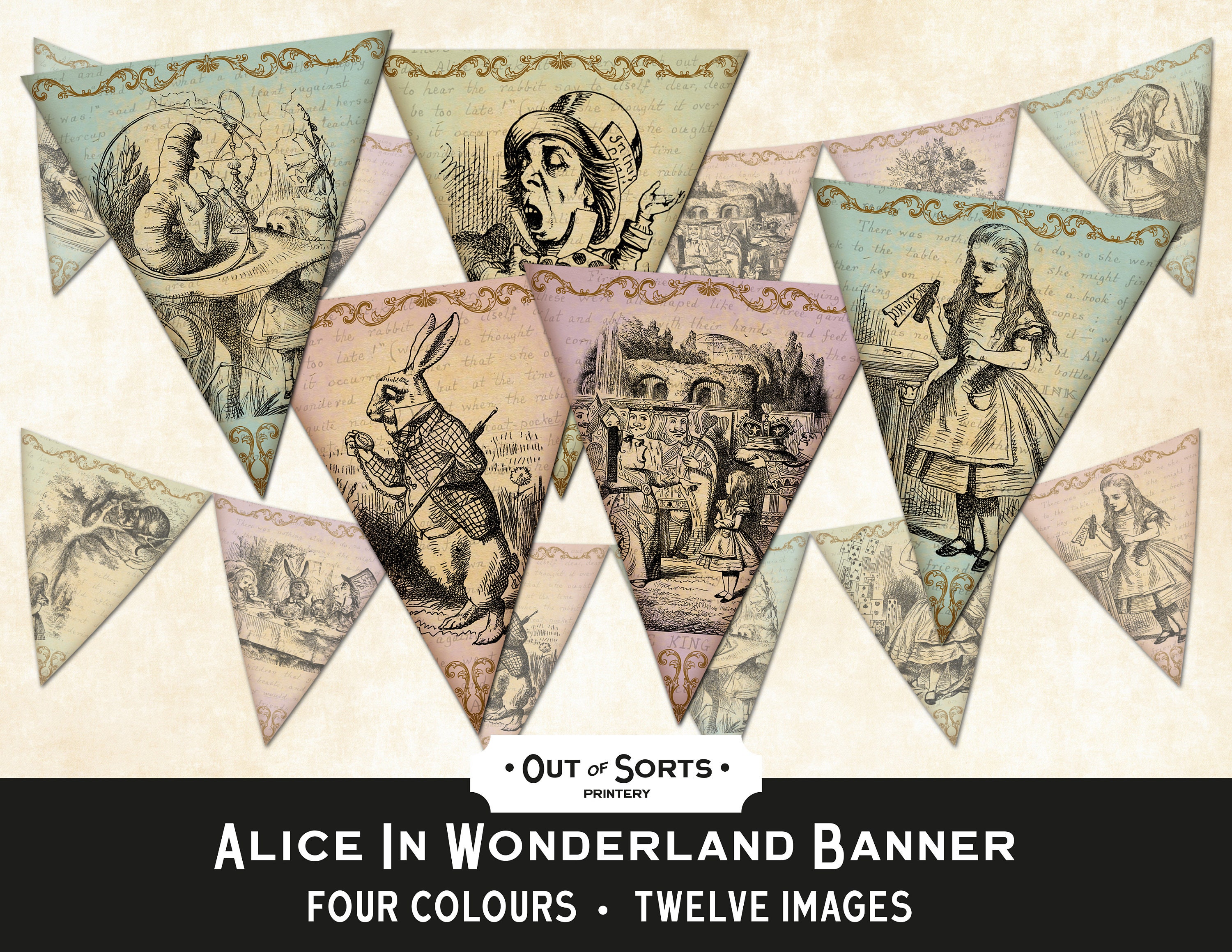 Printable Alice in Wonderland Banner, Alice Banner, Alice Bunting ...