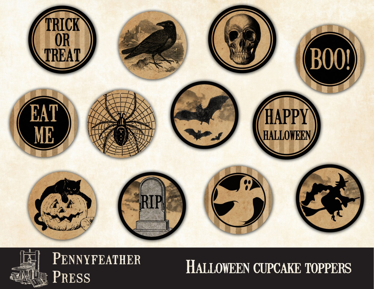 Printable Halloween Cupcake Toppers Party Decor Decoration | Etsy