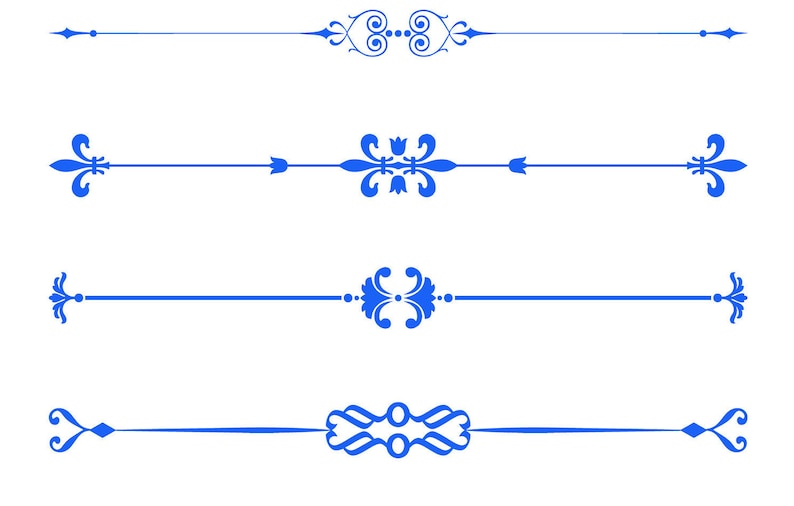 Royal Blue Text Dividers, Blue Decorative Ornaments, Blue Page Dividers ...