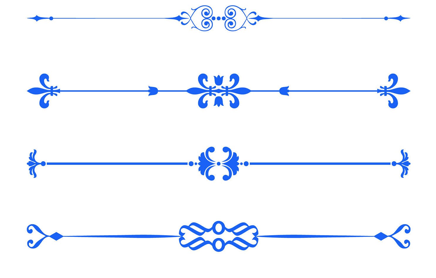 Royal Blue Text Dividers, Blue Decorative Ornaments, Blue Page Dividers ...