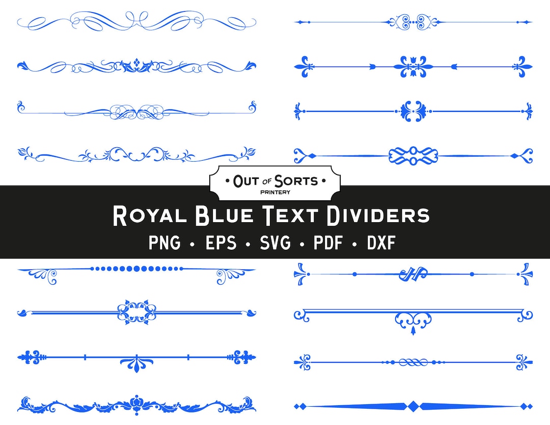 Royal Blue Text Dividers, Blue Decorative Ornaments, Blue Page Dividers ...