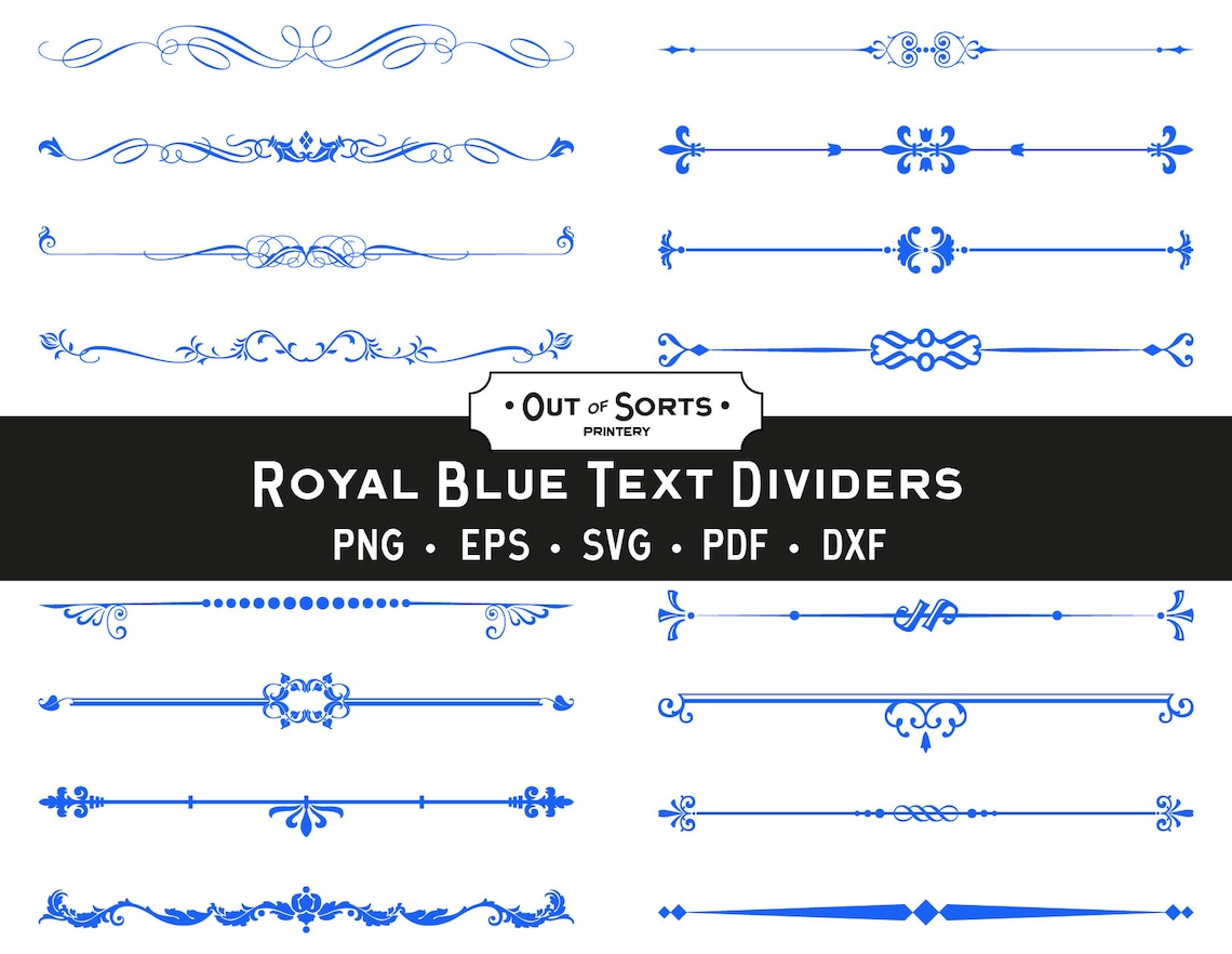 Royal Blue Text Dividers, Blue Decorative Ornaments, Blue Page Dividers ...